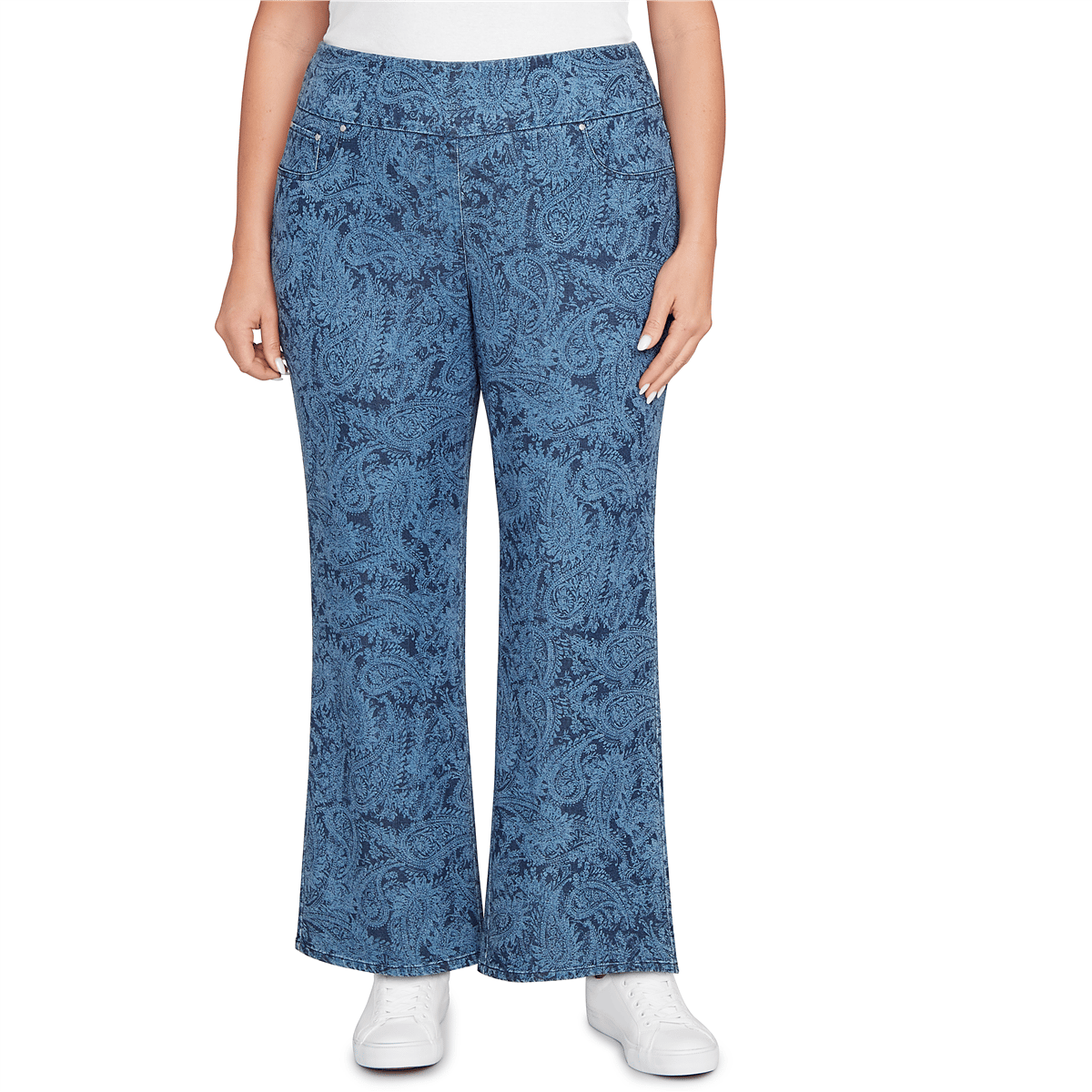 Click here for Plus Size Ruby Rd. Indigo Go Paisley Stretch Denim... prices