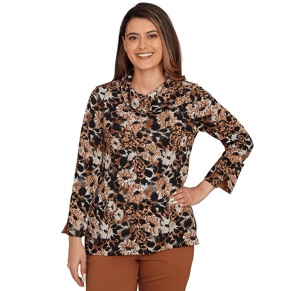 Click here for Womens Ruby Rd. New Neutrals Cowl Neck Floral Zig... prices
