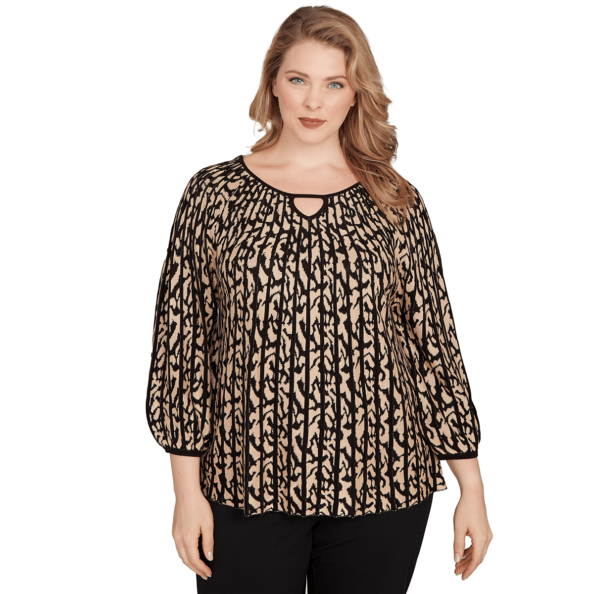 Click here for Plus Size Ruby Rd. New Neutrals Abstract Keyhole N... prices