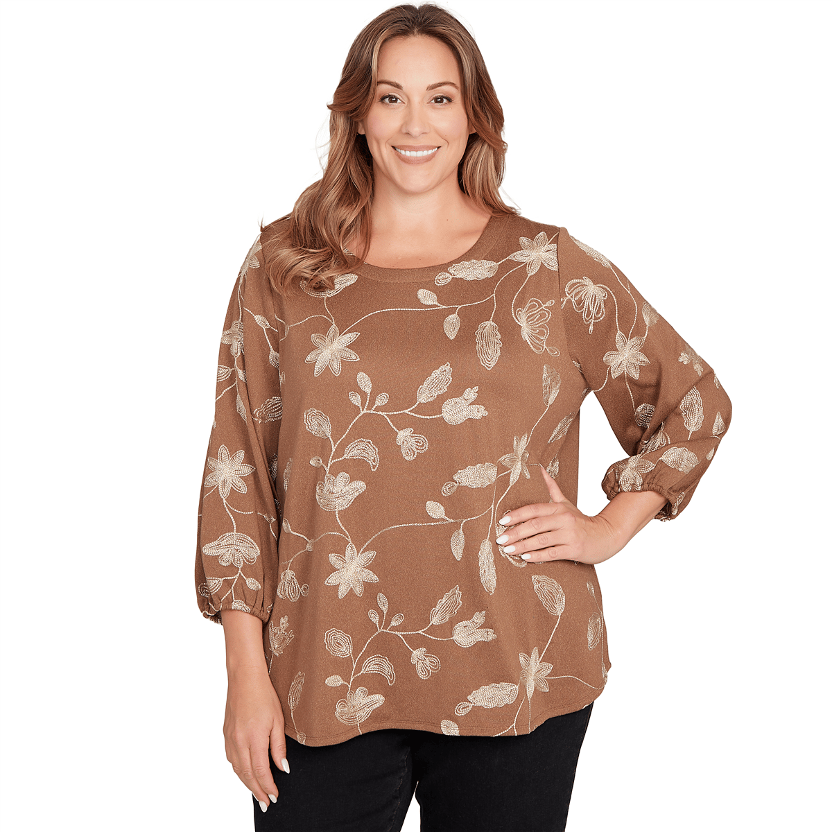 Click here for Plus Size Ruby Rd. New Neutrals Metallic Embroider... prices