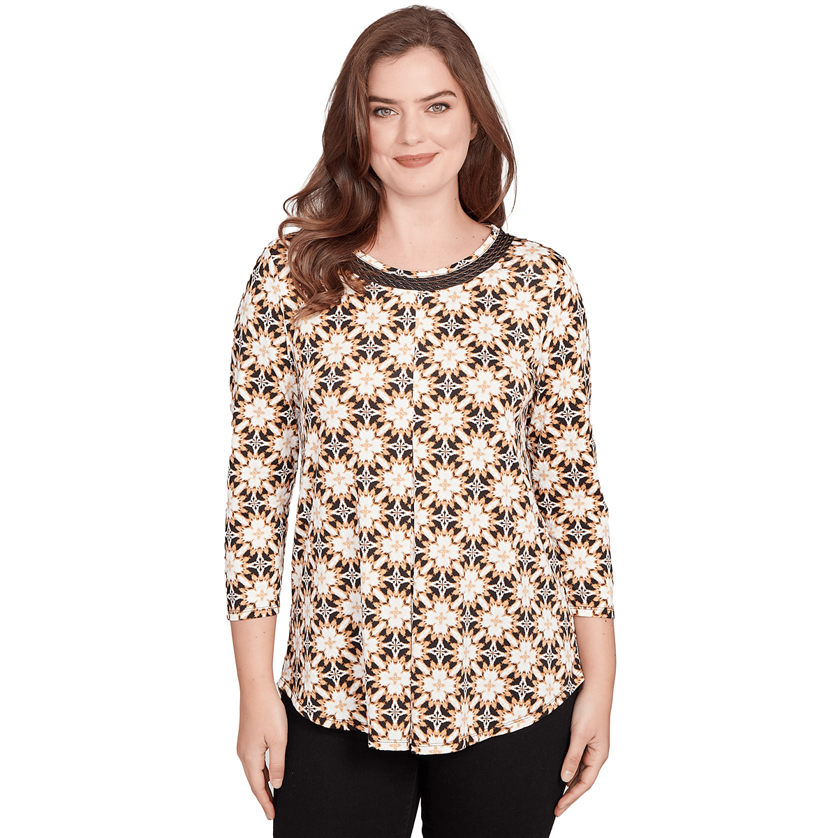 Click here for Petite Ruby Rd. New Neutrals 3/4 Sleeve Geometric... prices