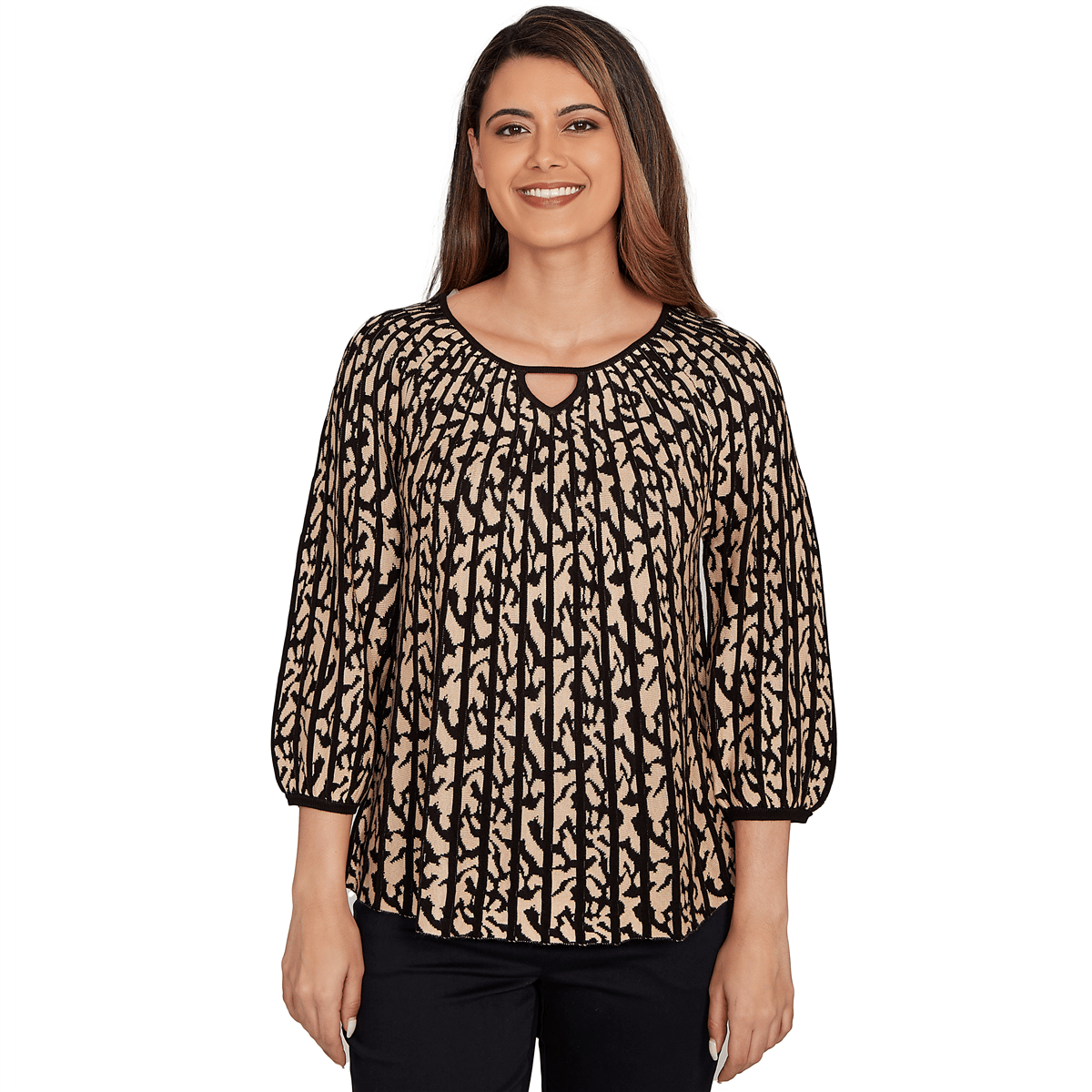 Click here for Petite Ruby Rd. New Neutrals Abstract Keyhole Neck... prices
