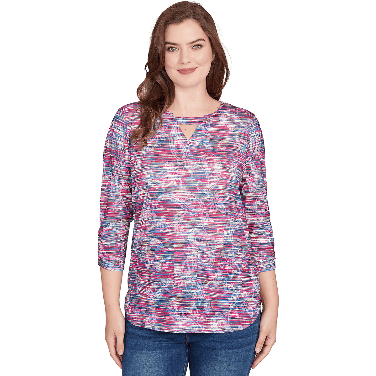 Click here for Petite Ruby Rd. Nouveau Chic 3/4 Sleeve Marled Pai... prices