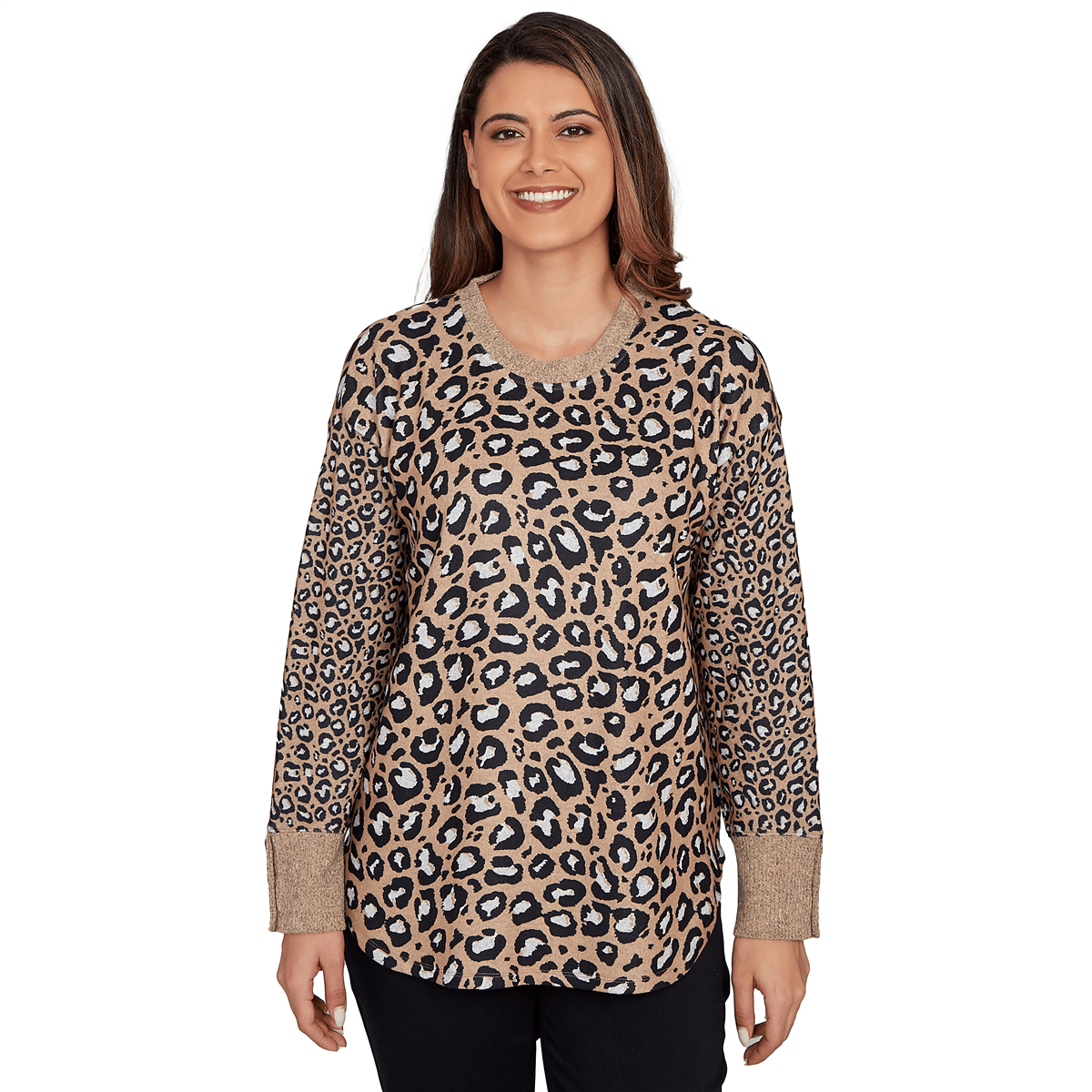 Click here for Womens Ruby Rd. Cozy Time Long Sleeve Leopard Swea... prices