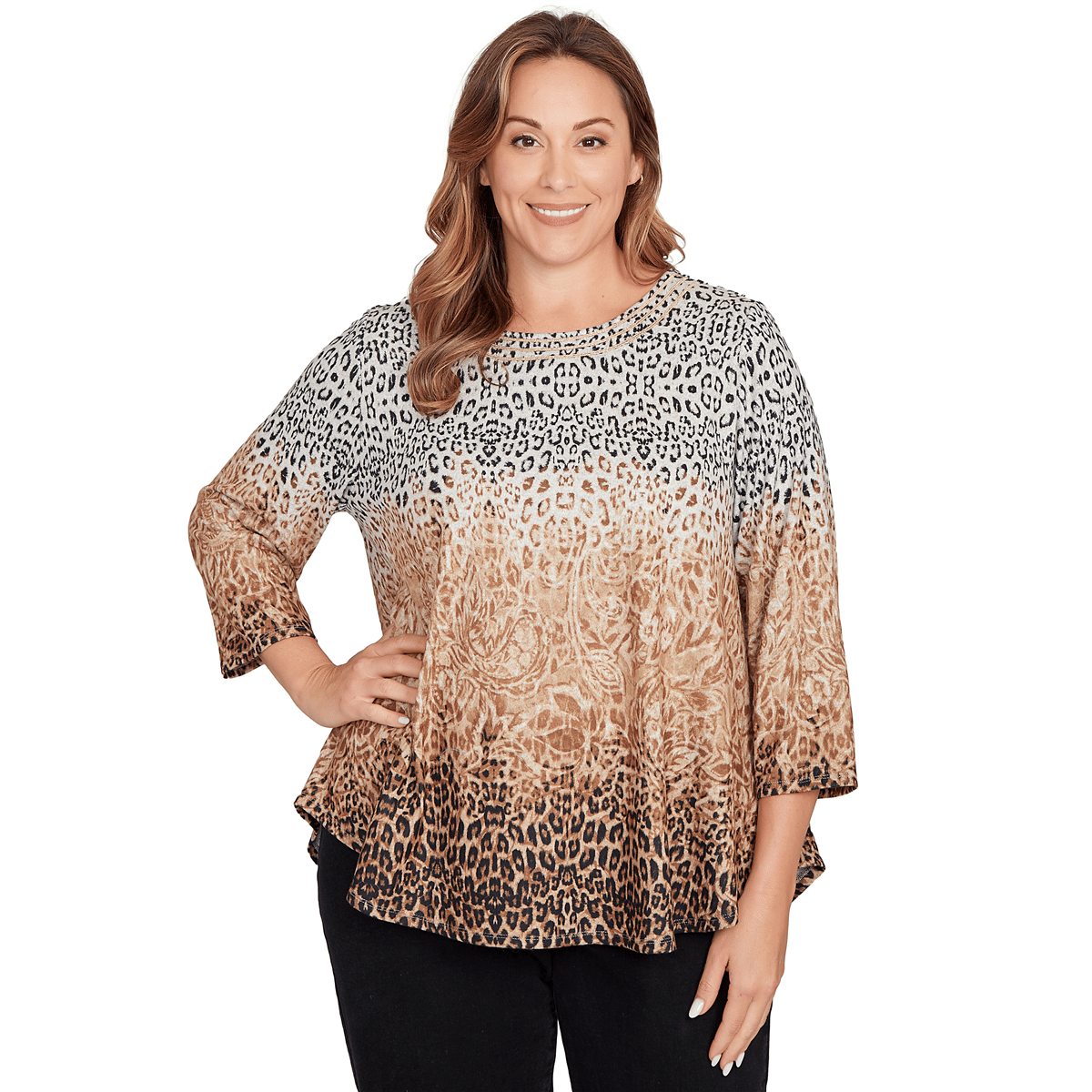 Click here for Plus Size Ruby Rd. Cozy Time Ombre Leopard Paisley... prices