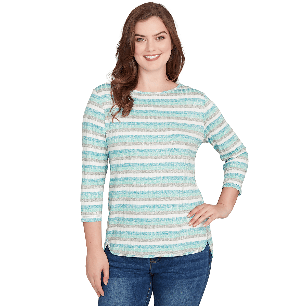 Click here for Womens Ruby Rd. Must Haves I Boat Neck Stripe Tee prices