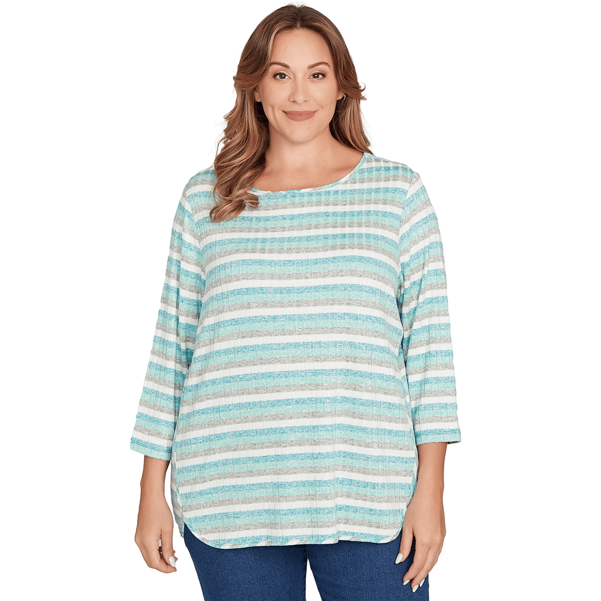 Click here for Plus Size Ruby Rd. Must Haves I Boat Neck Stripe T... prices