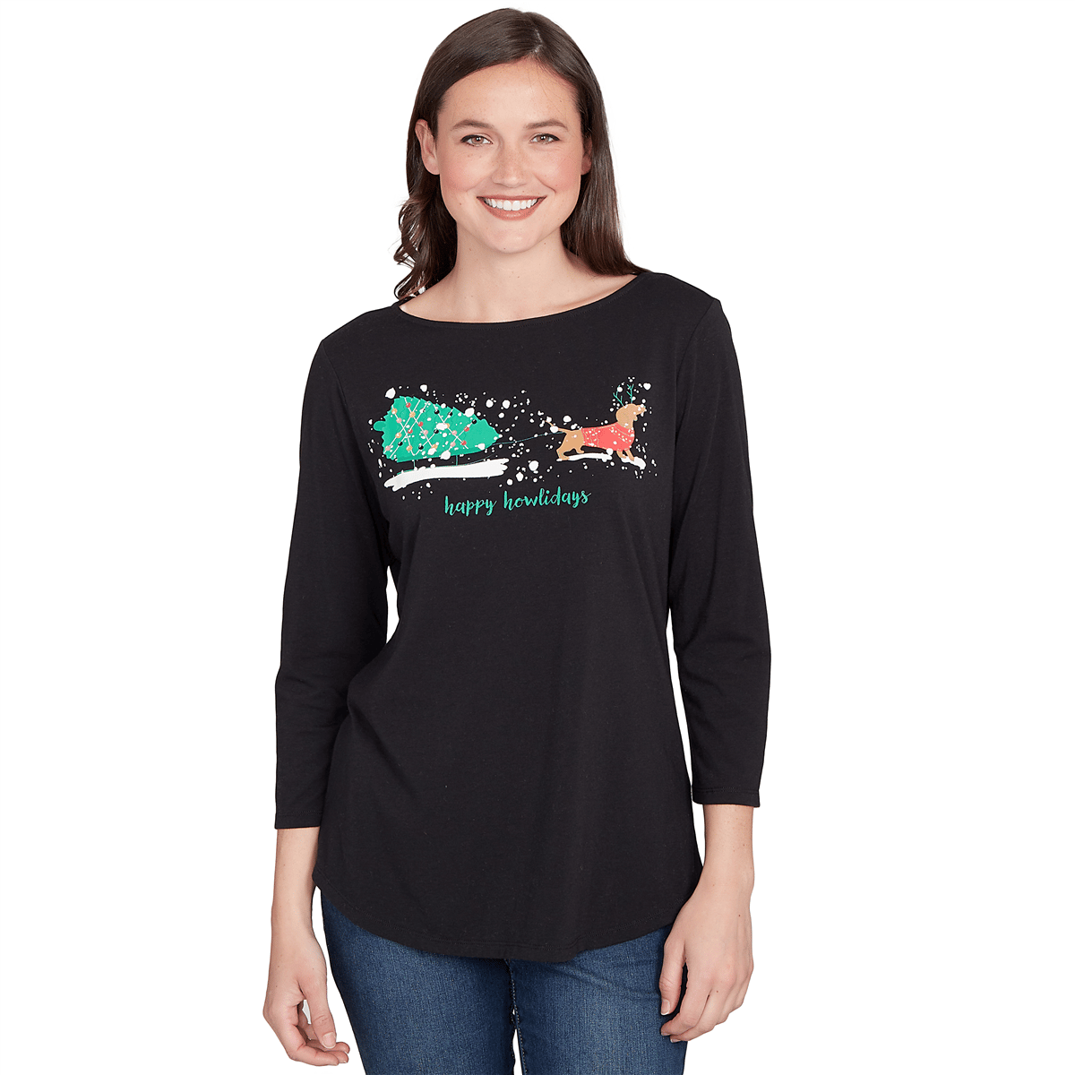 Click here for Womens Ruby Rd. Must Haves II Happy Howlidays Tee prices