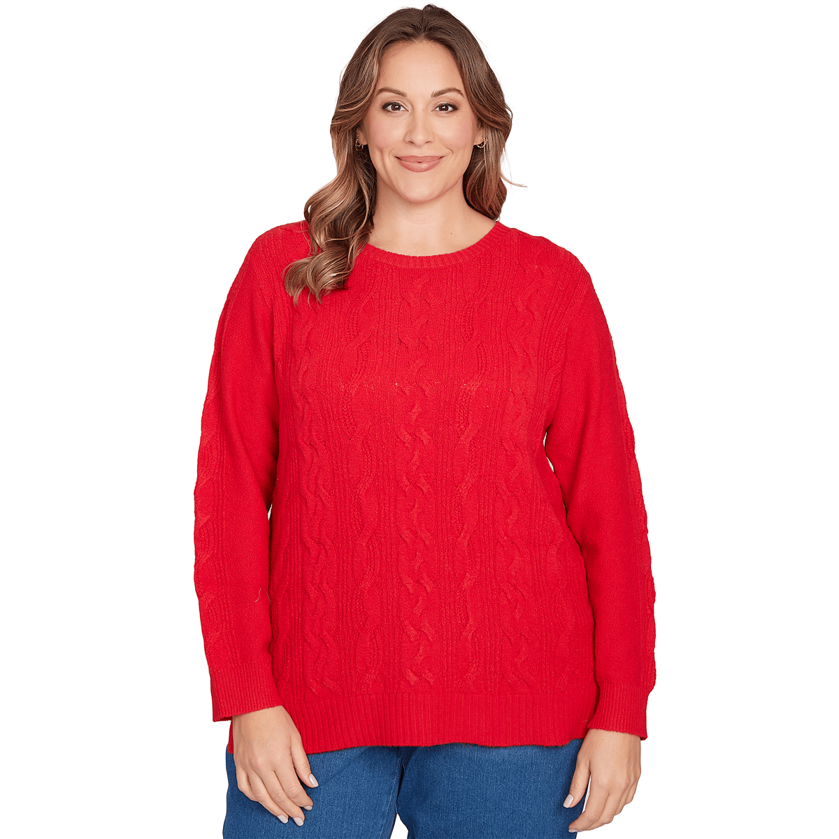 Ruby Rd. Plus Size Mixed Cable Cozy Sweater - Sapphire