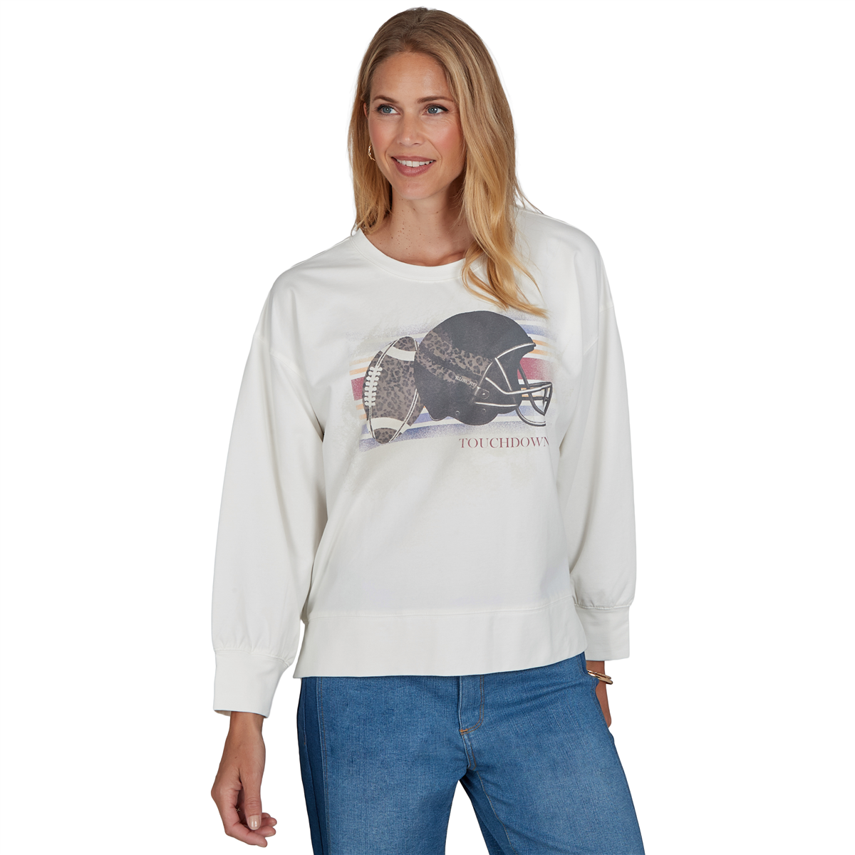 Click here for Petite Ruby Rd. Game of Luxe Football Graphic Terr... prices