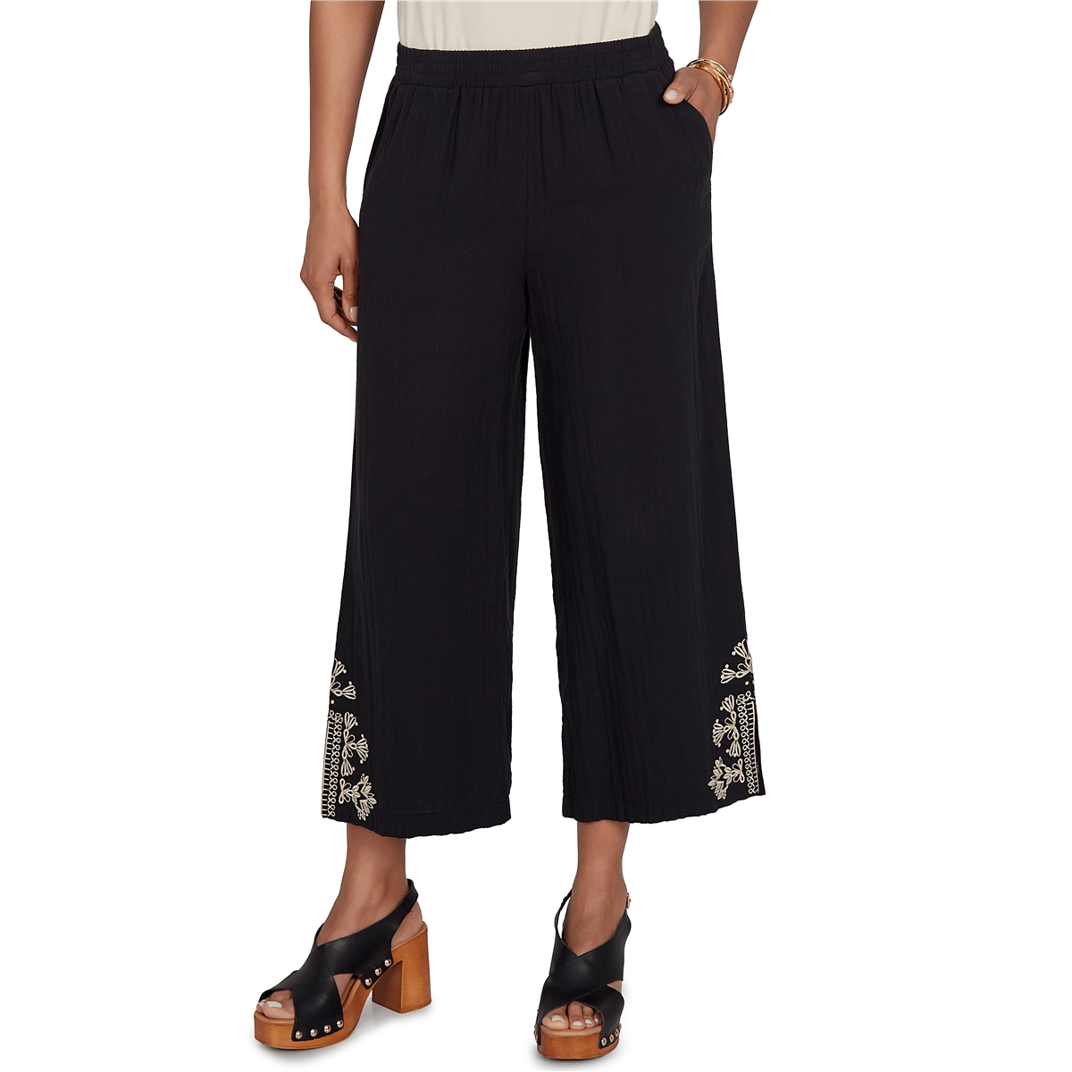 Click here for Womens Ruby Rd. Tropical Noir Embroidery Hem Wide... prices