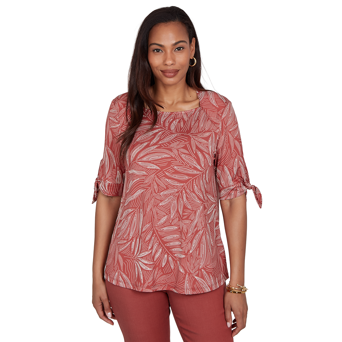 Click here for Womens Ruby Rd. Sedona Escape Elbow Tie Sleeve Lea... prices