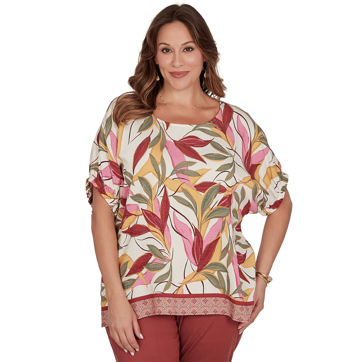 Click here for Plus Size Ruby Rd. Sedona Escape Short Sleeve Leaf... prices