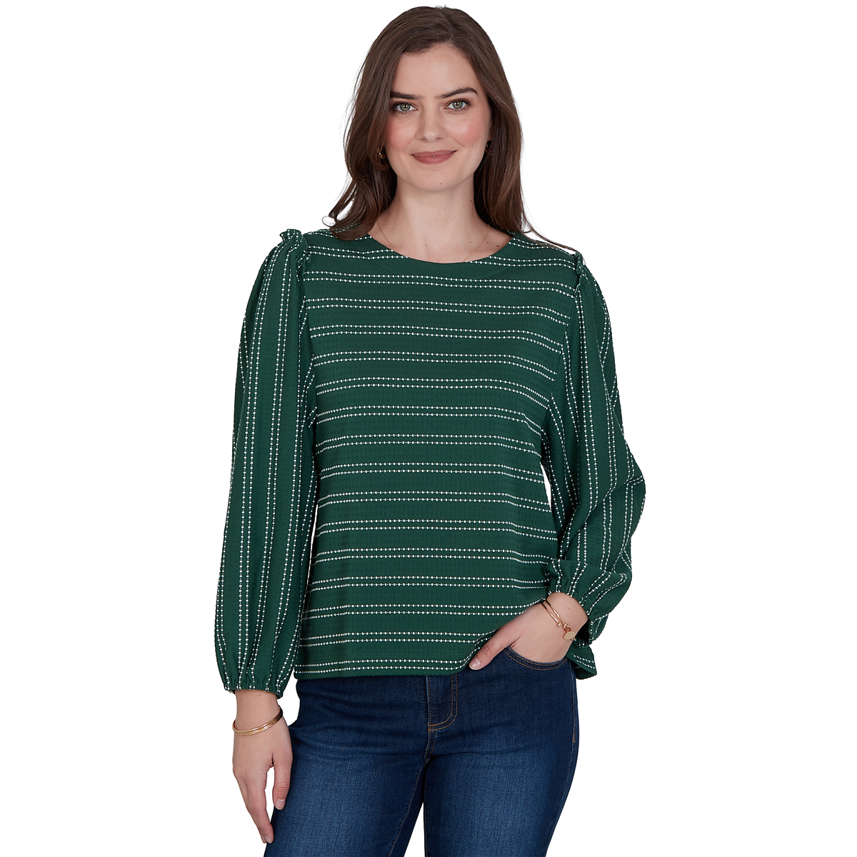 Click here for Petite Ruby Rd. Must Haves Textured Stripe Shoulde... prices