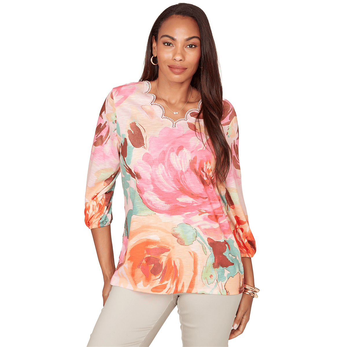 Click here for Womens Ruby Rd. Renaissance Romance Scallop Neck F... prices