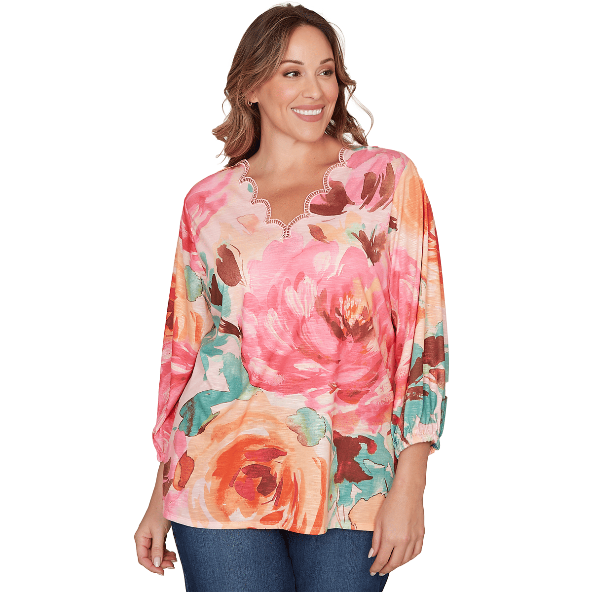 Click here for Plus Size Ruby Rd. Renaissance Romance Scallop Nec... prices