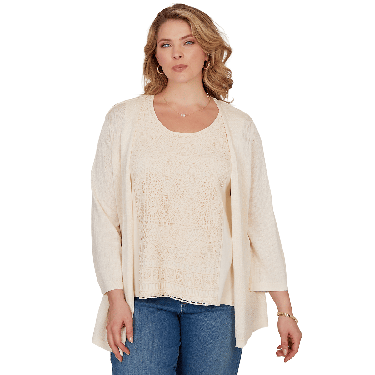 Click here for Plus Size Ruby Rd. Renaissance Romance Crochet Bac... prices