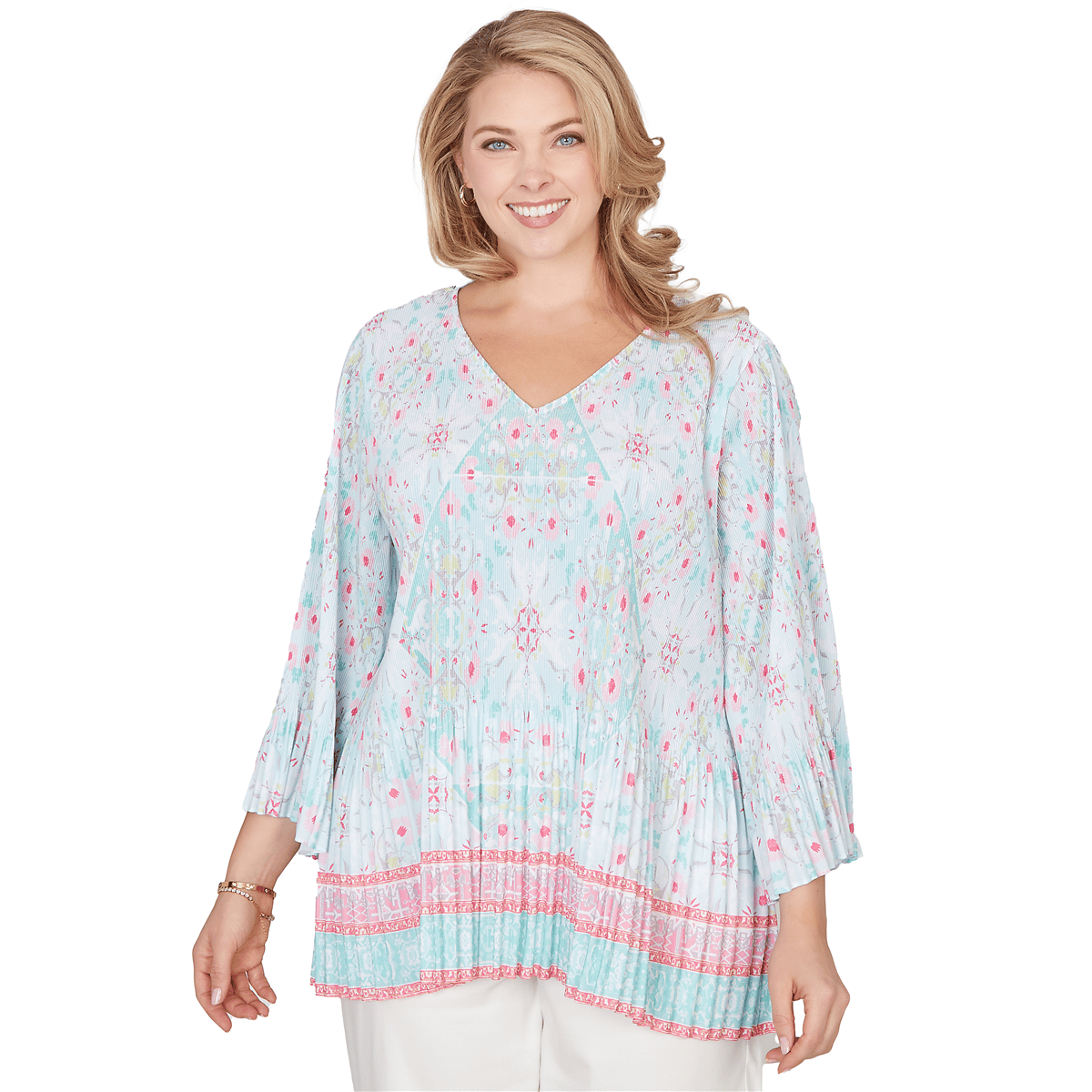 Plus Size Ruby Rd. Renaissance Romance 3/4 Bell Sleeve Blouse