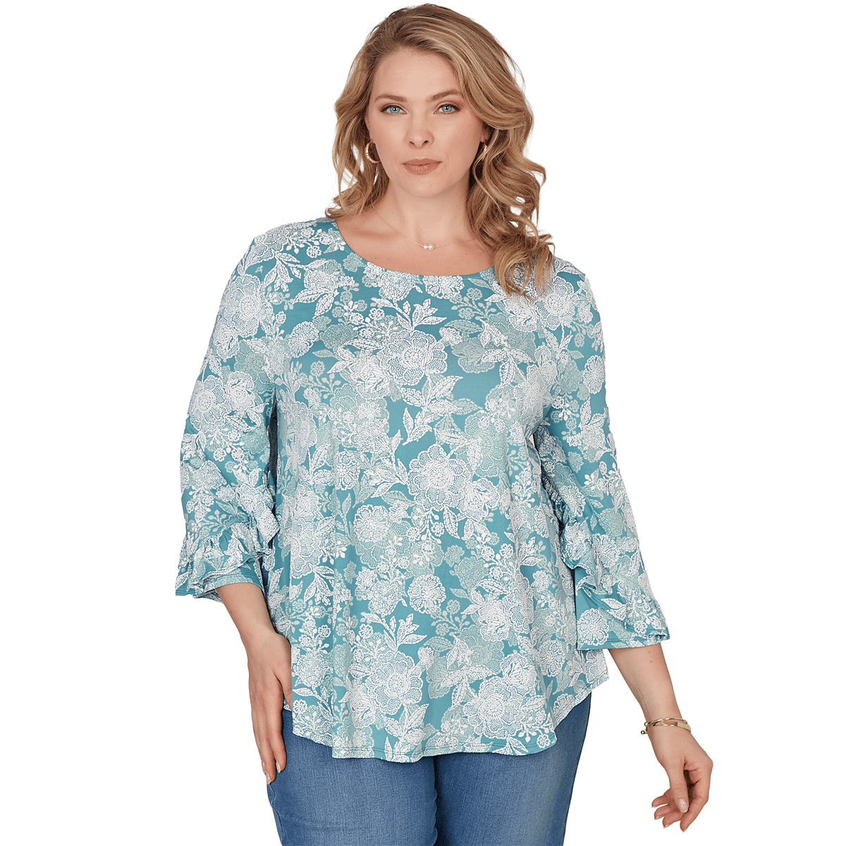 Click here for Plus Size Ruby Rd. Renaissance Romance 3/4 Ruffle... prices