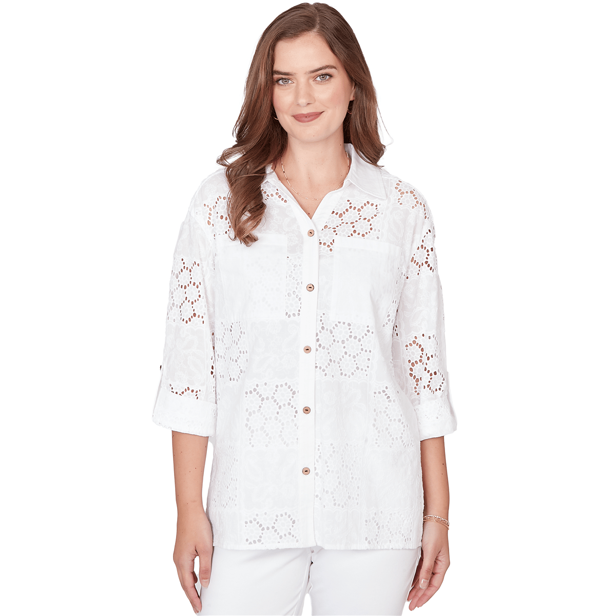 Click here for Womens Ruby Rd. French Riviera 3/4 Sleeve Eyelet B... prices