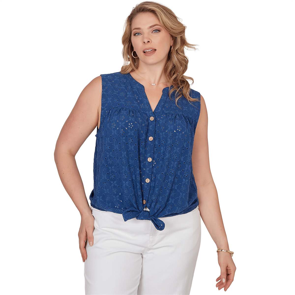 Click here for Plus Size Ruby Rd. French Riviera Sleeveless Eyele... prices