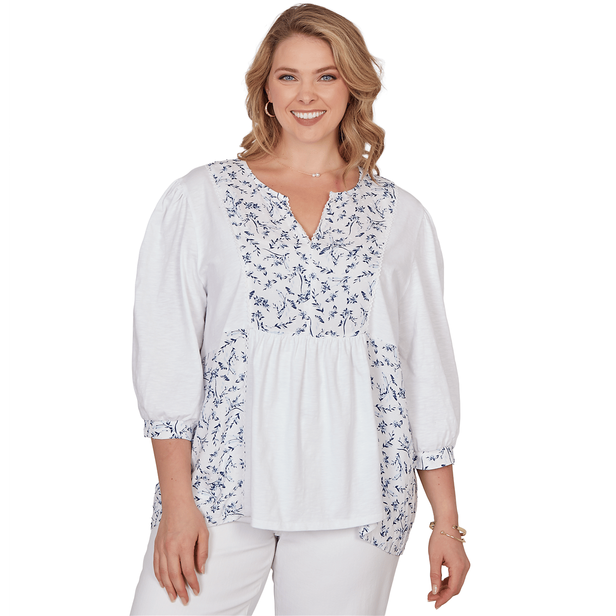 Click here for Plus Size Ruby Rd. French Riviera 3/4 Sleeve Mixed... prices