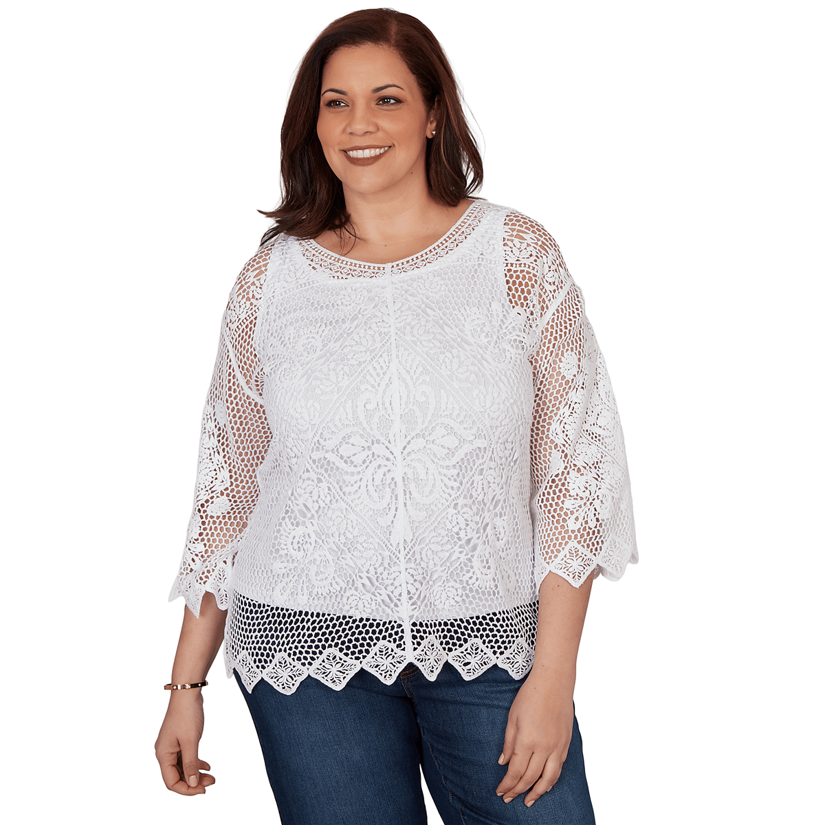 Click here for Plus Size Ruby Rd. French Riviera 3/4 Sleeve Open... prices