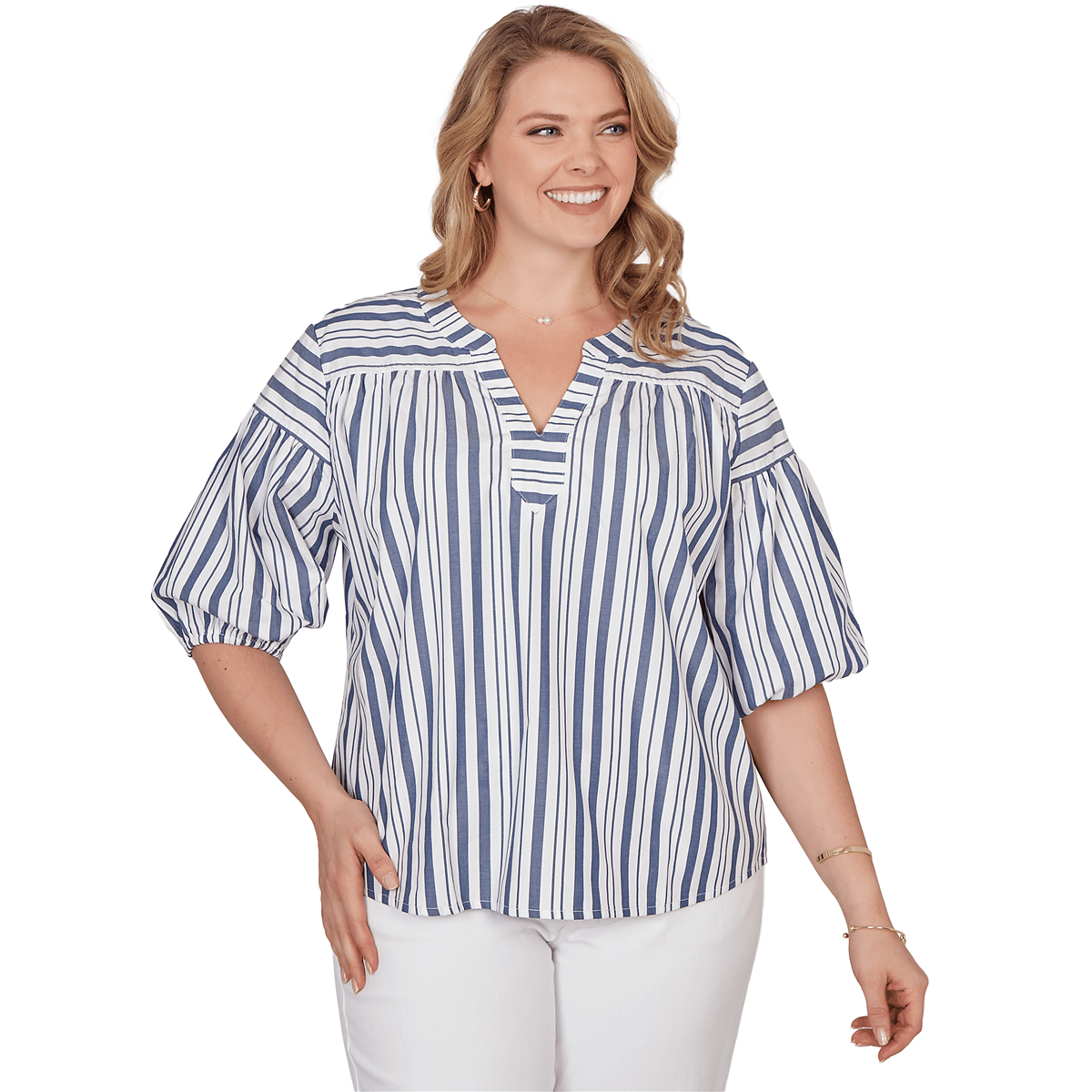 Click here for Plus Size Ruby Rd. French Riviera Elbow Puff Sleev... prices