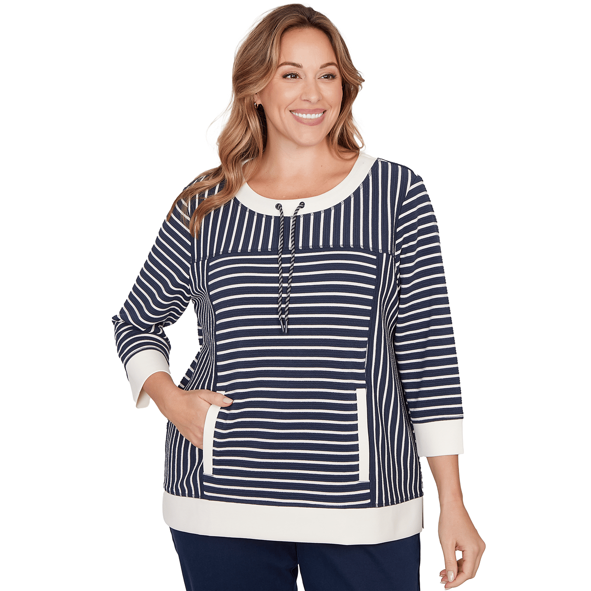 Click here for Plus Size Ruby Rd. Jetsetter Stripe Drawstring Swe... prices