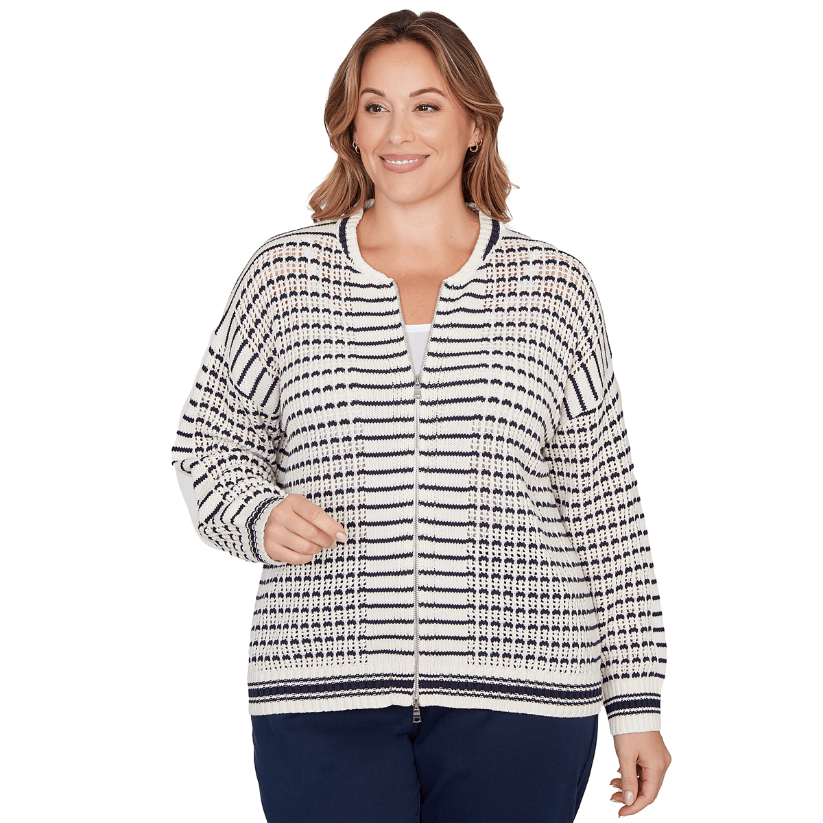 Click here for Plus Size Ruby Rd. Jetsetter Stripe Stitch Knit Bo... prices