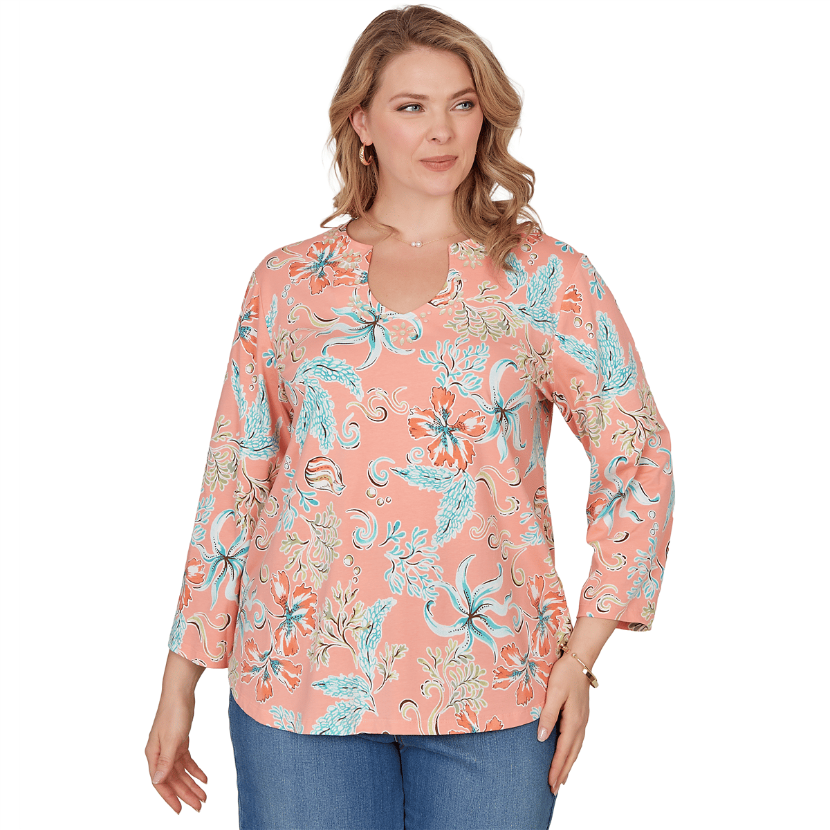 Click here for Plus Size Ruby Rd. Seas The Day Embellished Oceani... prices