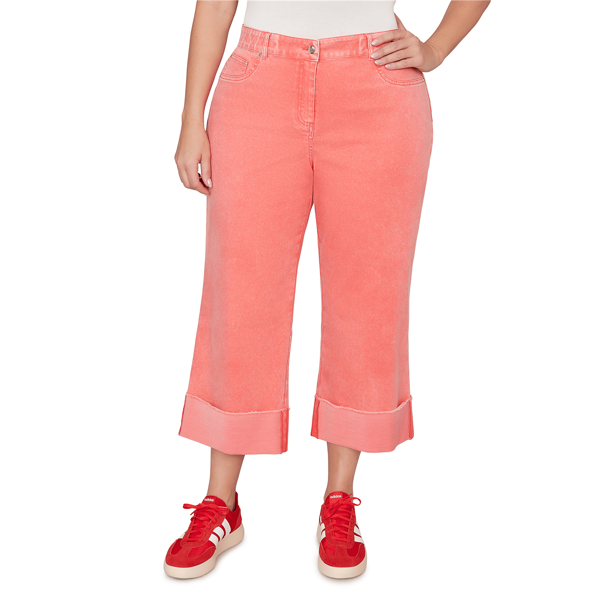 Click here for Plus Size Ruby Rd. Set Sail Sunwashed Cuffed Strai... prices