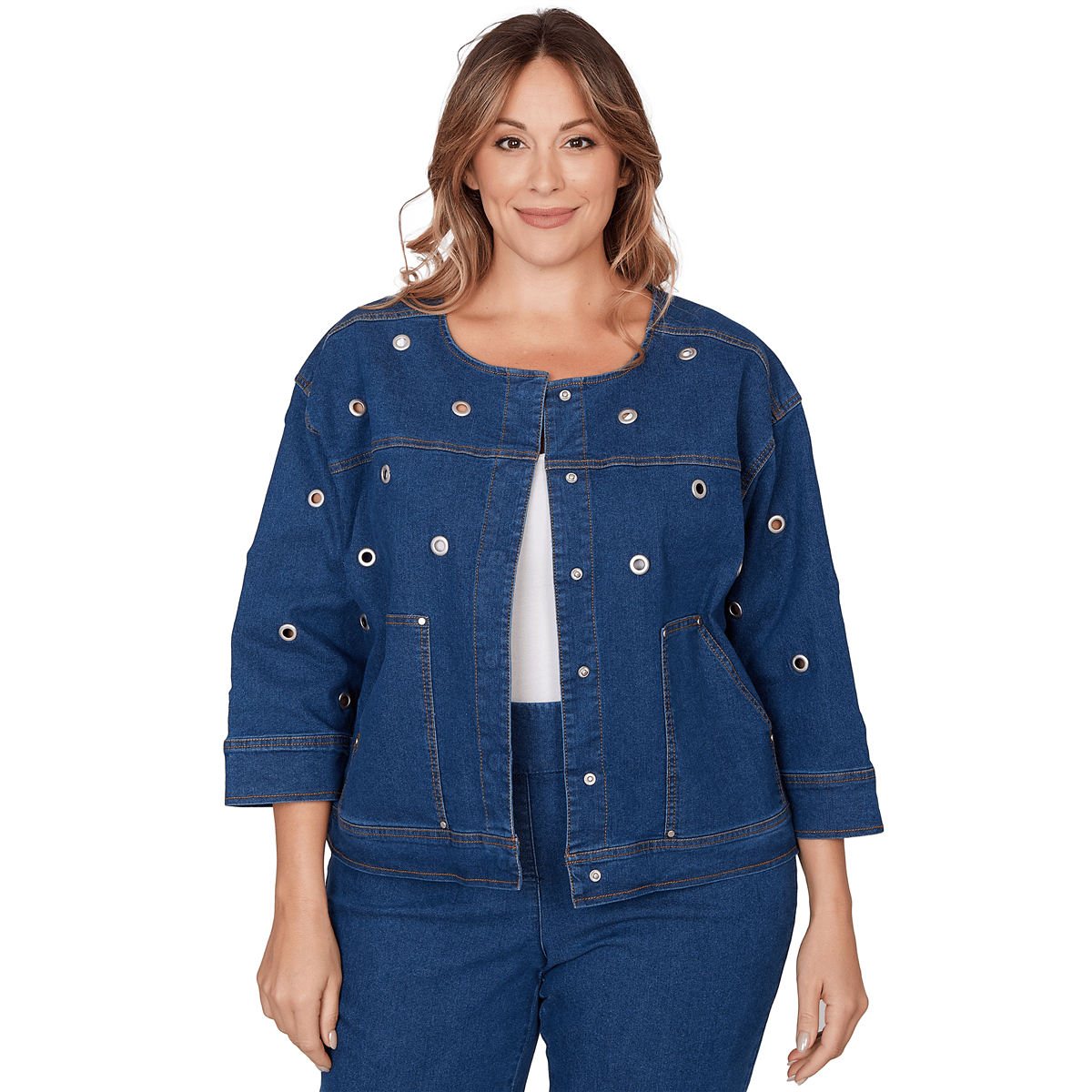 Click here for Plus Size Ruby Rd. Set Sail Grommet Detail Stretch... prices