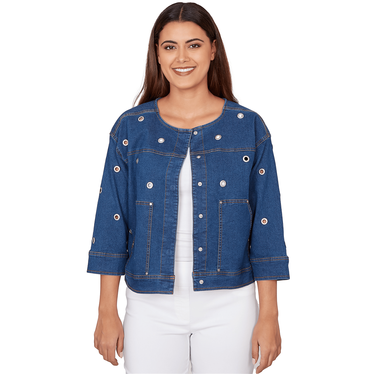 Click here for Petite Ruby Rd. Set Sail Grommet Detail Stretch De... prices