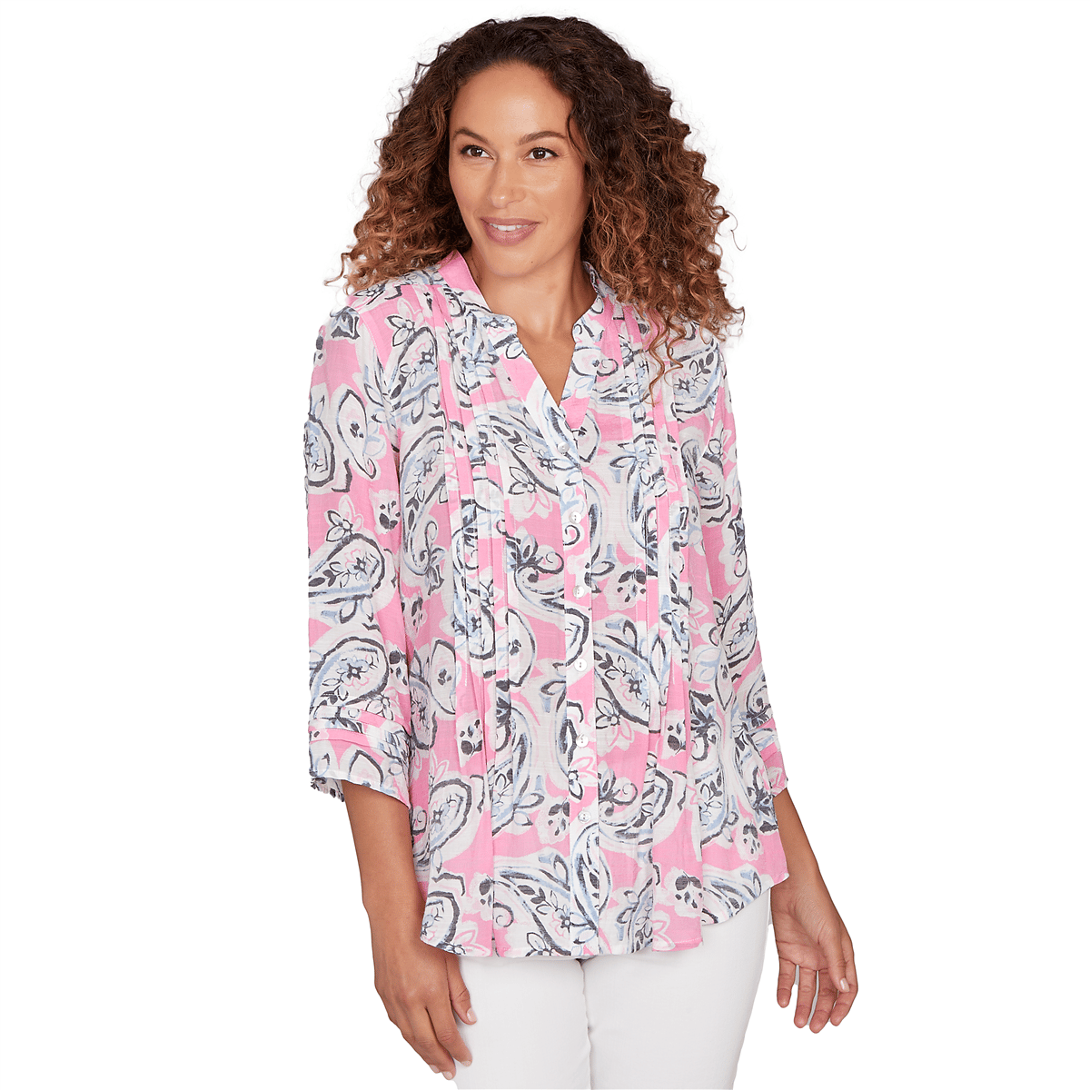 Click here for Womens Ruby Rd. Must Haves I 3/4 Sleeve Pleat Pais... prices