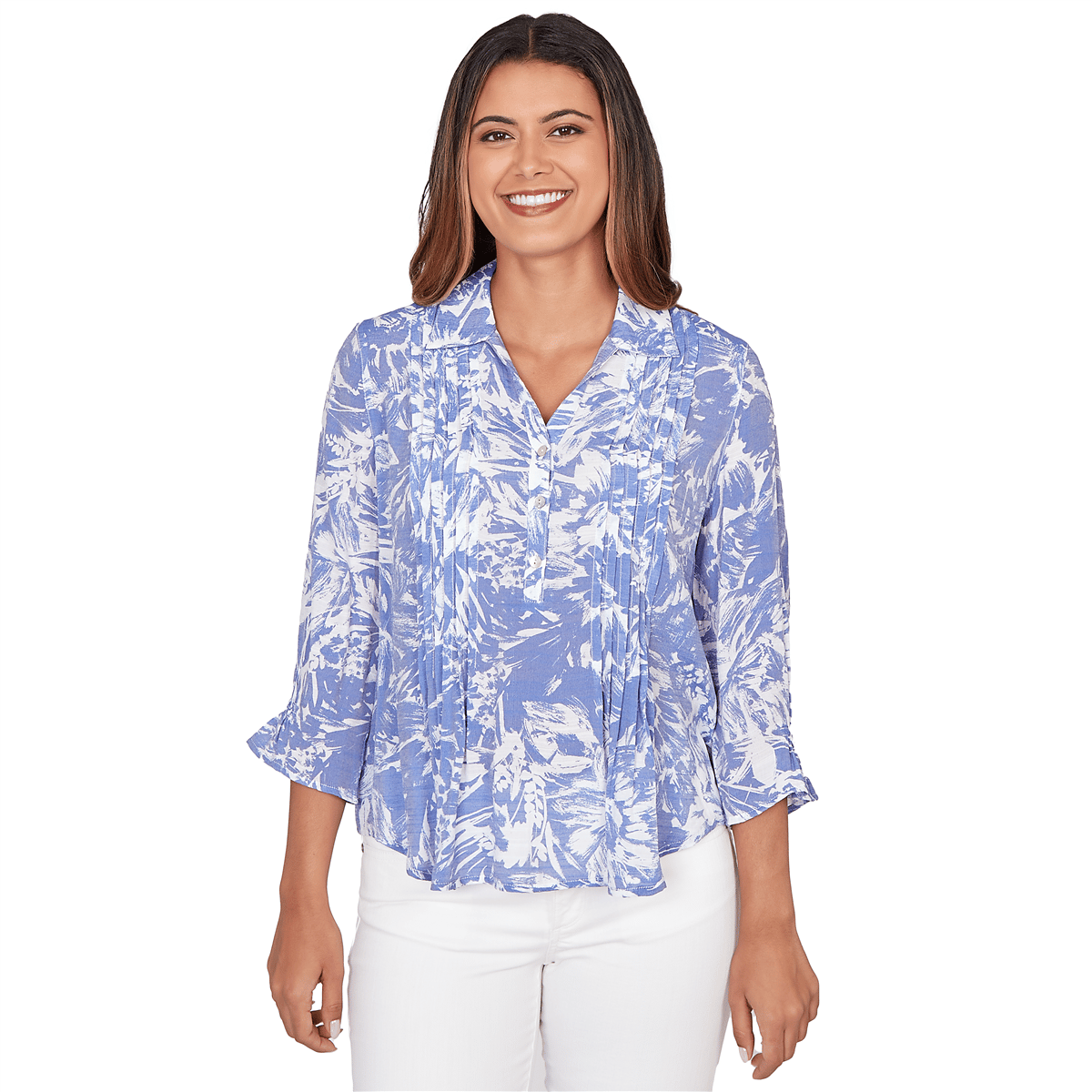 Click here for Petite Ruby Rd. Must Haves I 3/4 Sleeve Brushstrok... prices