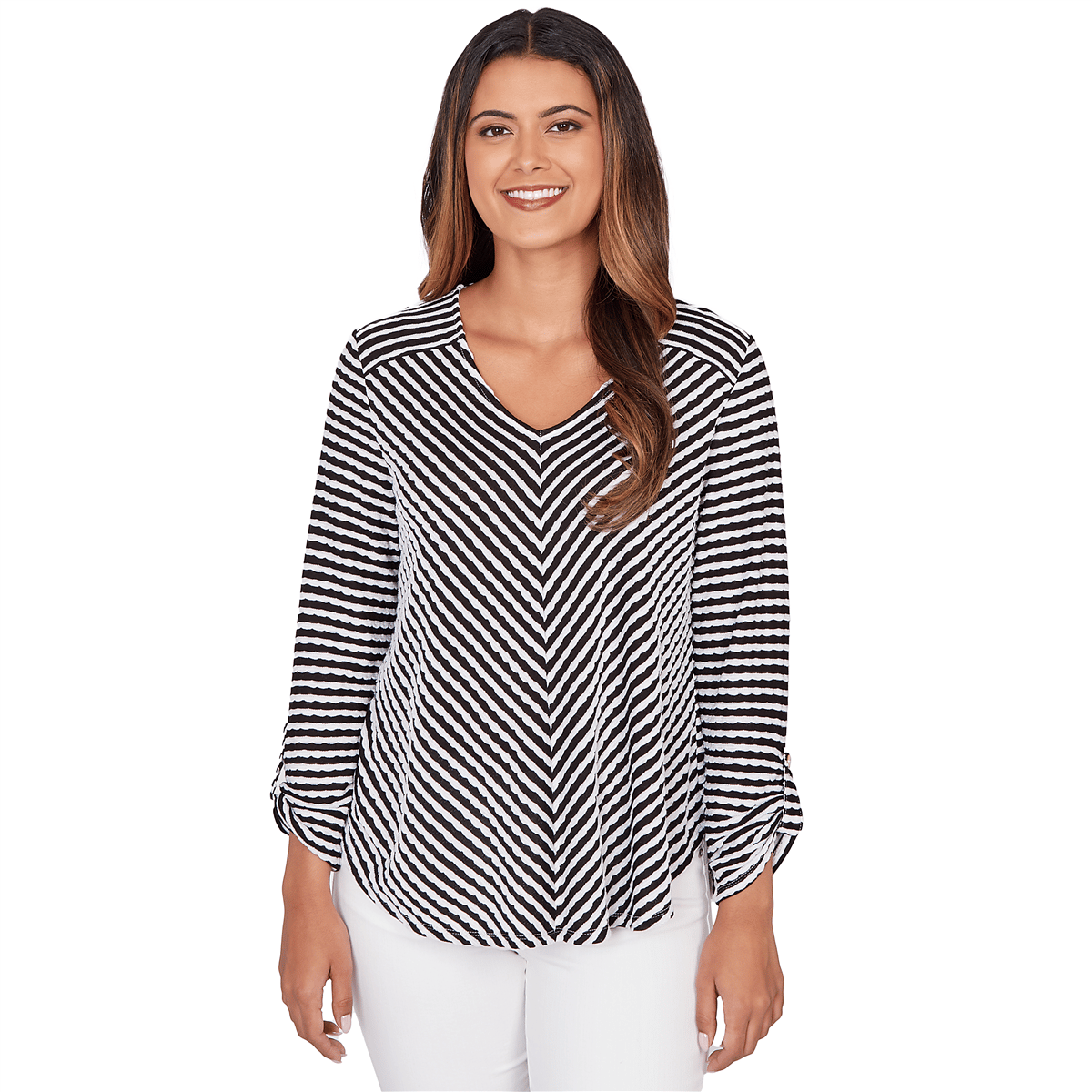 Click here for Petite Ruby Rd. Must Haves I Roll Tab Sleeve Strip... prices