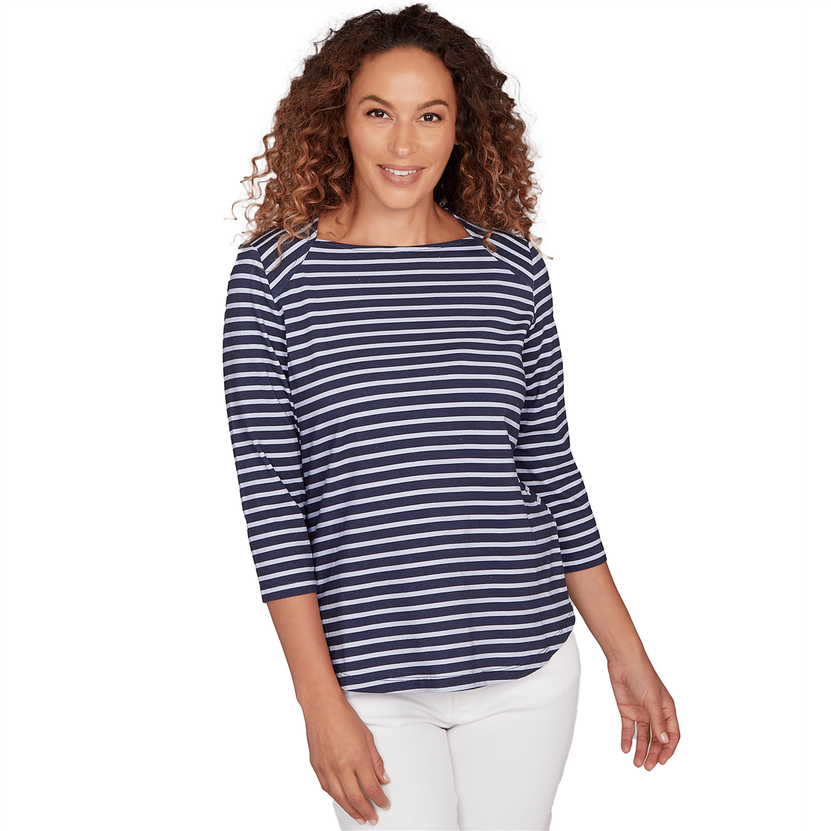 Click here for Petite Ruby Rd. Must Haves II Square Neck Stripe T... prices