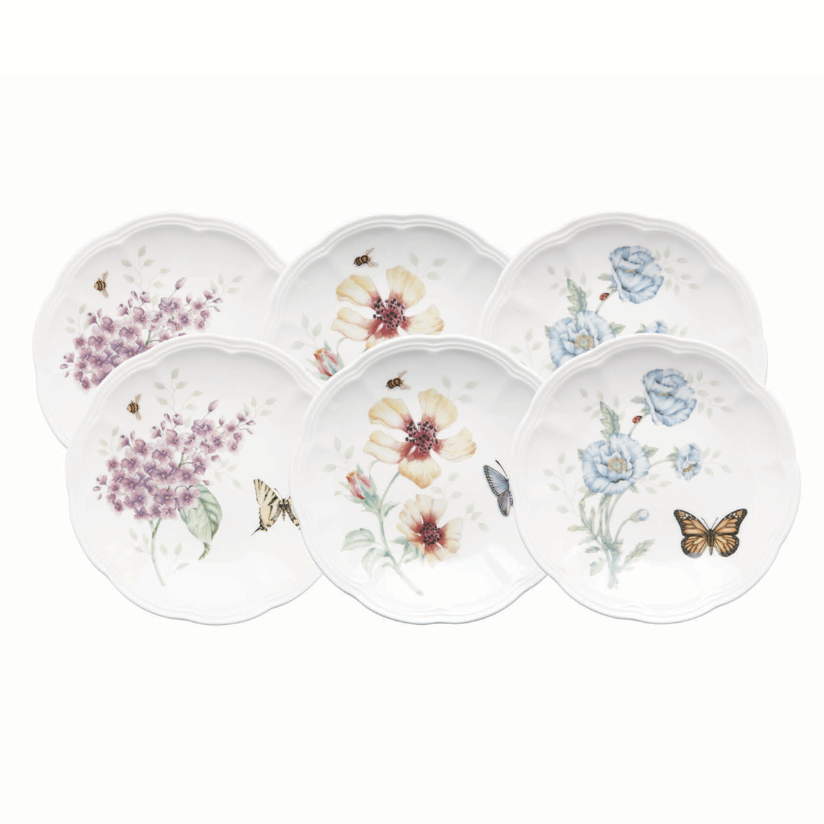 Lenox Butterfly Meadow Tidbit Party Plates  Set of 6