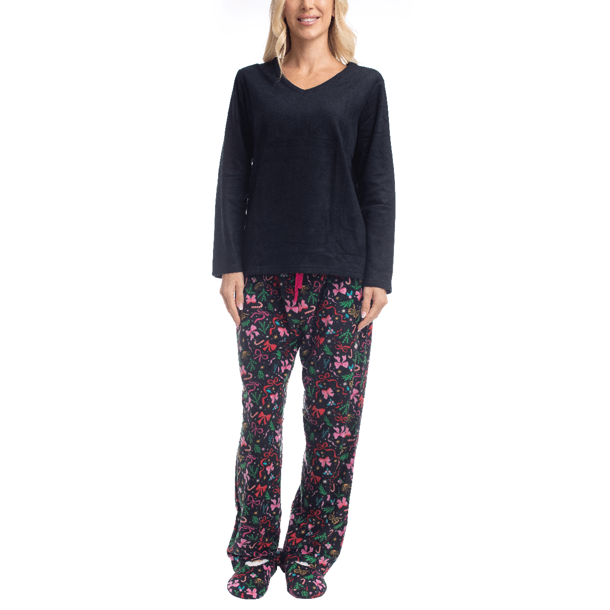 Click here for Womens Goodnight Kiss Cozy Up 3pc. Bows Pajama Set prices