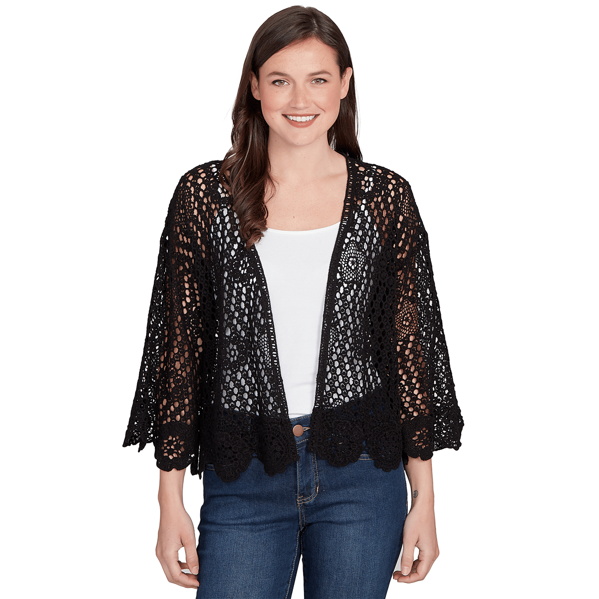 Click here for Petite Skyes the Limit Spicy Graphic 3/4 Sleeve La... prices