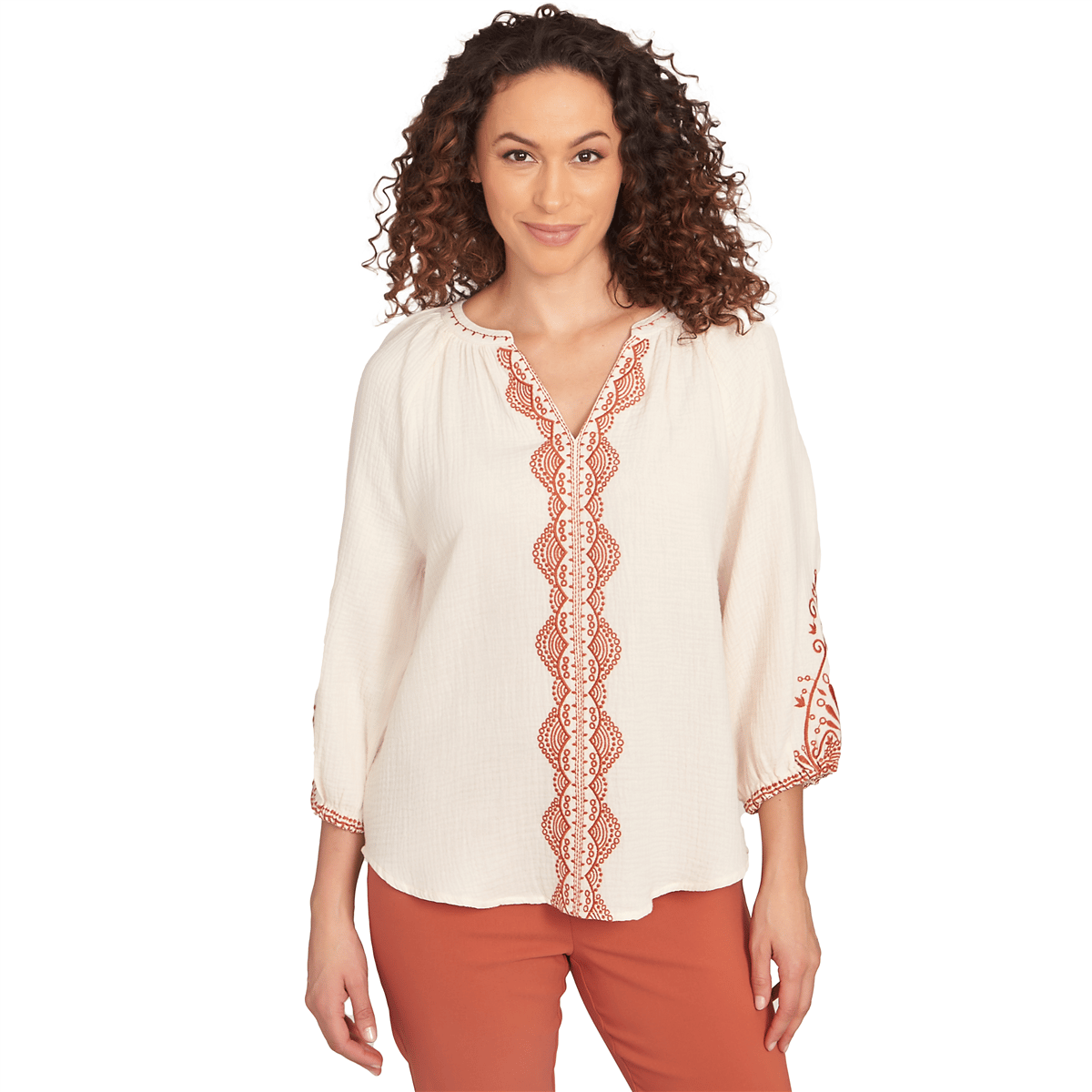Click here for Petite Skyes the Limit Spicy Graphic Embroider Pea... prices