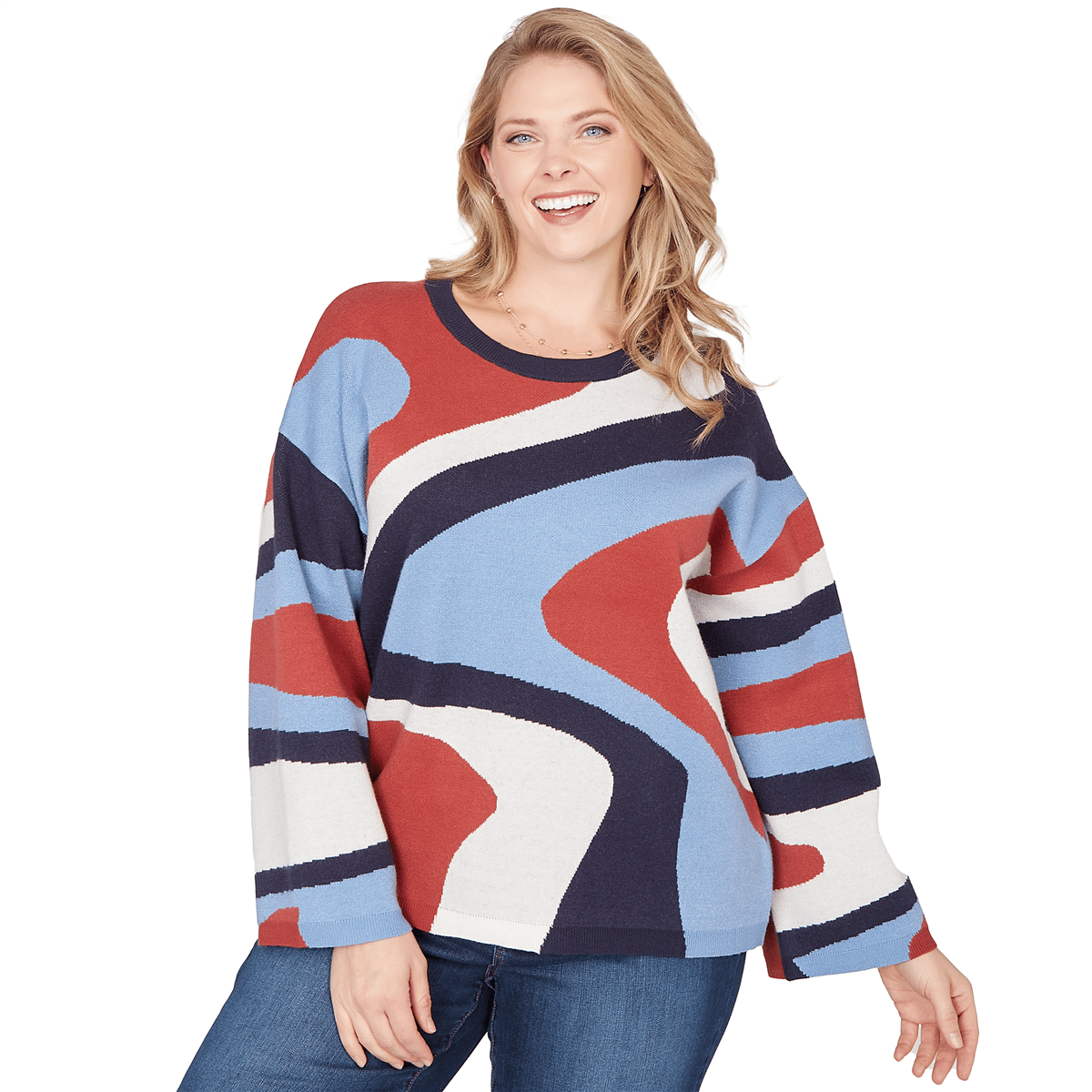 Click here for Plus Size Skyes the Limit Cozy Up Round Neck Color... prices