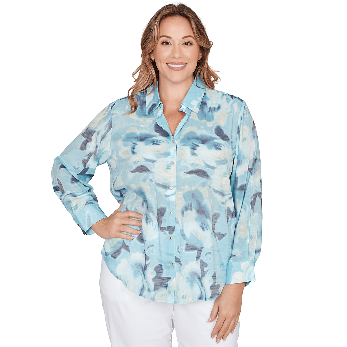 Click here for Plus Size Skyes the Limit Fresh Start Floral Abstr... prices
