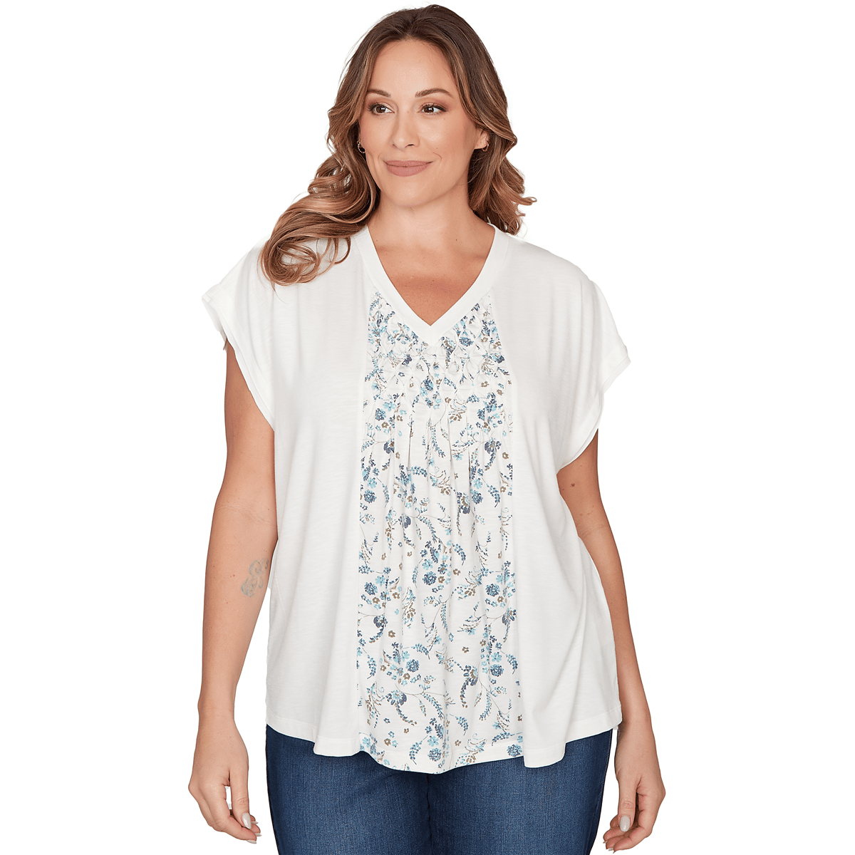 Click here for Plus Size Skyes the Limit Fresh Start V Neck Ditsy... prices