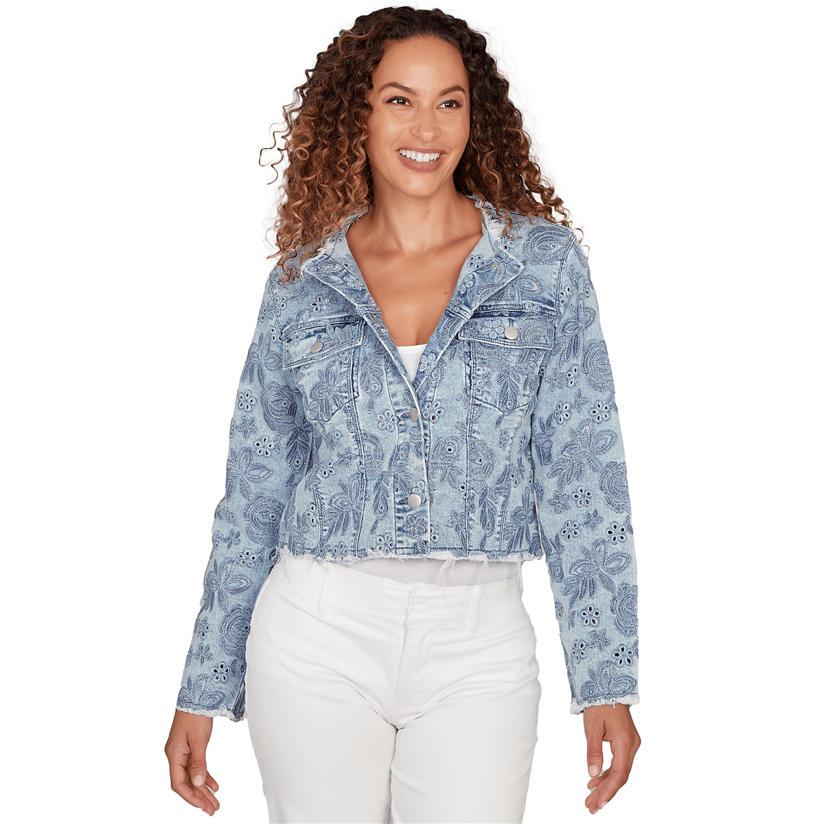 Click here for Petite Skyes the Limit Fresh Start Embroidered Den... prices