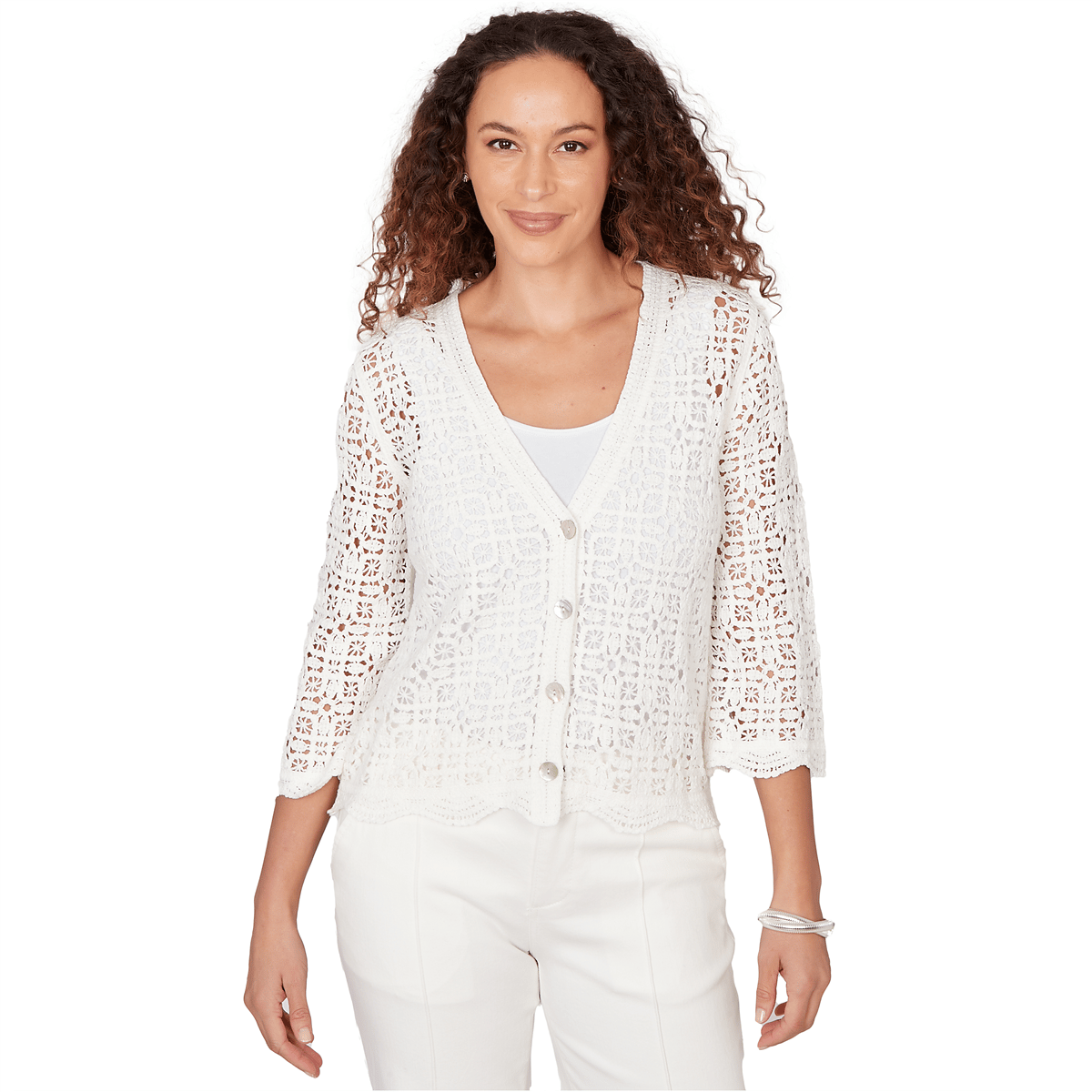 Click here for Petite Skyes the Limit Sunny Blue Skies Lace Cardi... prices