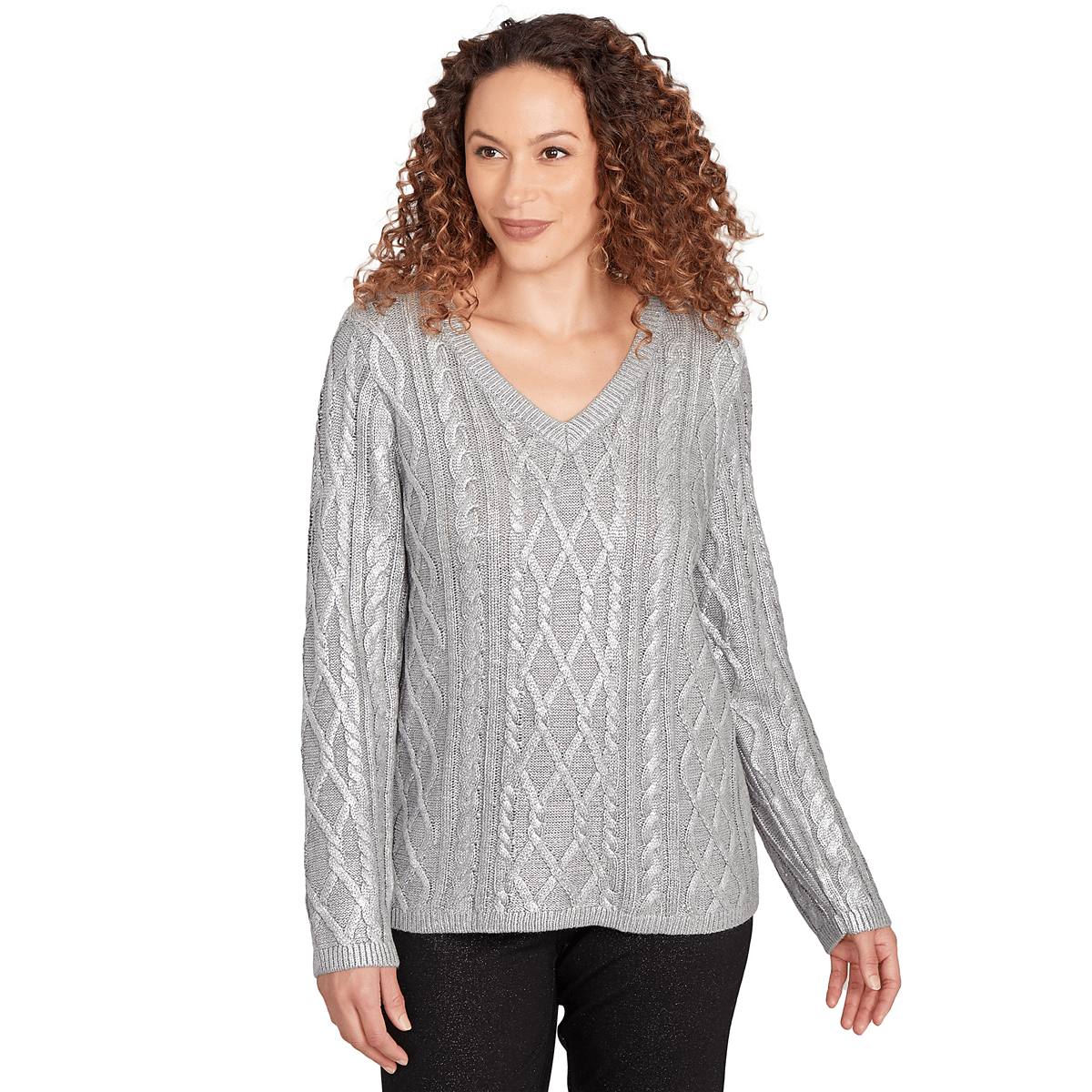 Click here for Womens Skyes the Limit Its A Party V Neck Cable Kn... prices