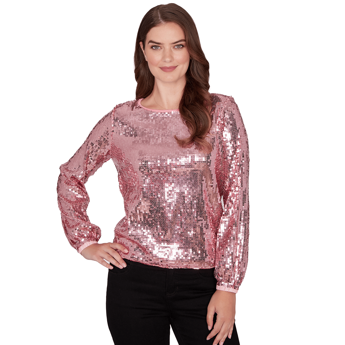Click here for Petite Skyes The Limit By Invitation Sequin Blouse prices