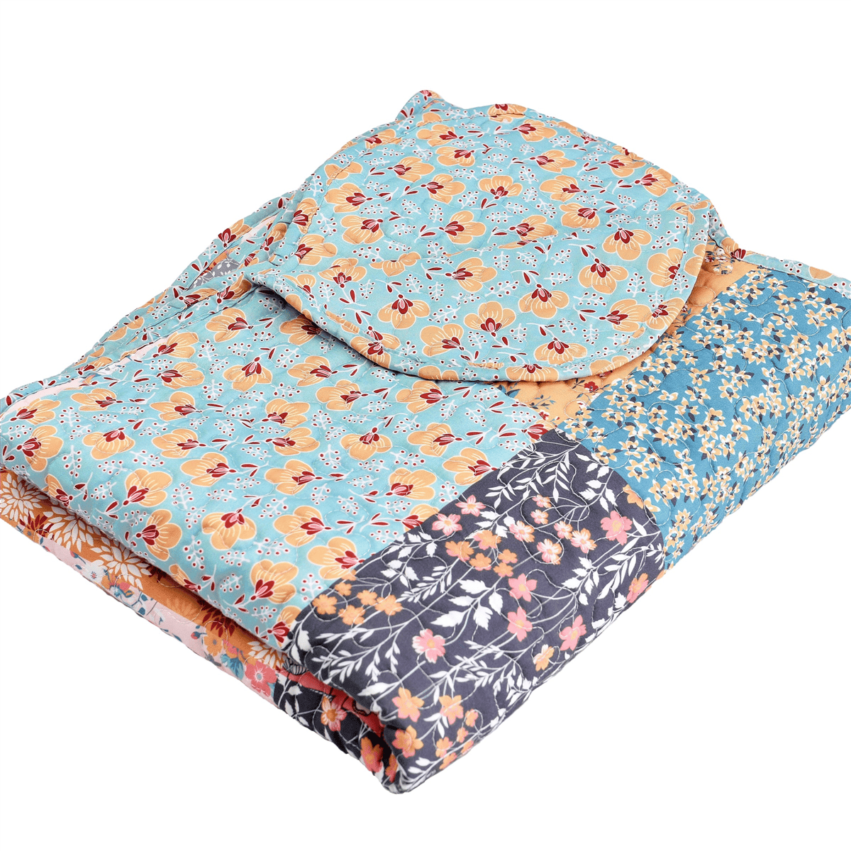Greenland Home Fashions Carlie Calico Throw  50 x 60 - Turquoise
